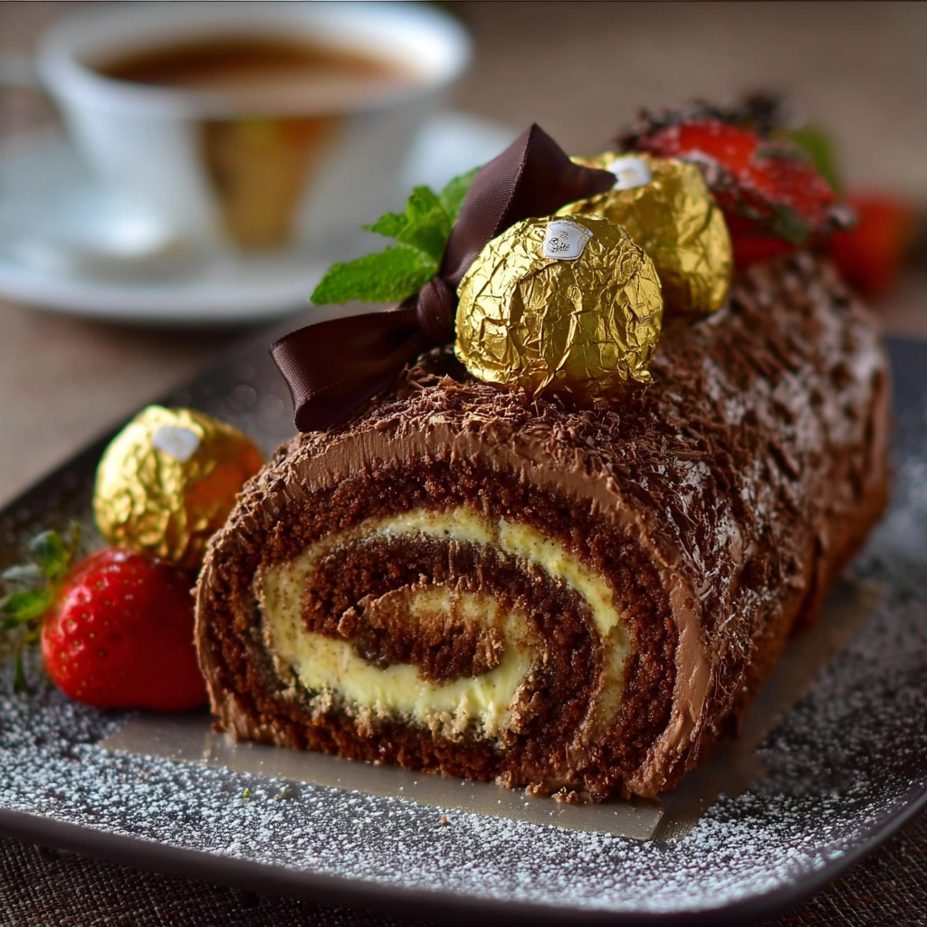 Bûche façon Ferrero – Recette Ultime Chocolat Noisette | Délicieuse